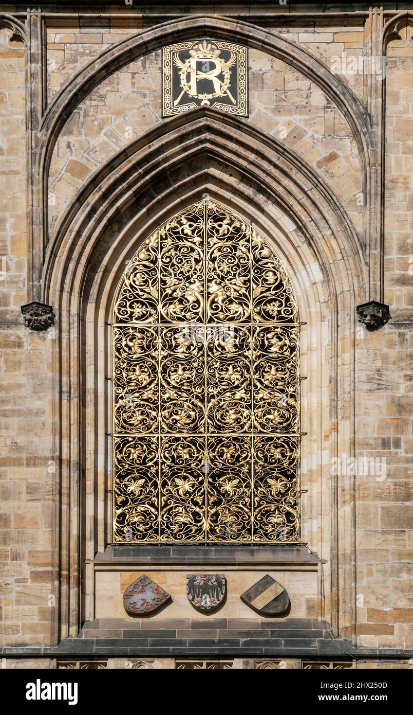 Window of St. Vitus cathedral in Prague Stock Photo - Alamy