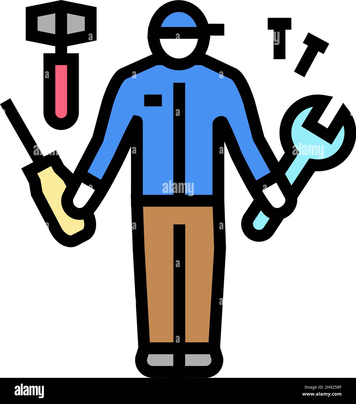handyman worker color icon vector illustration Stock Vector Image & Art ...