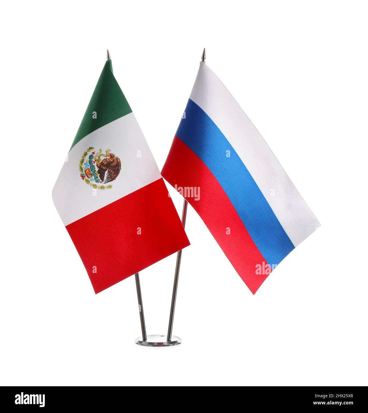 Russian and Mexican flags isolated on white background Stock Photo - Alamy