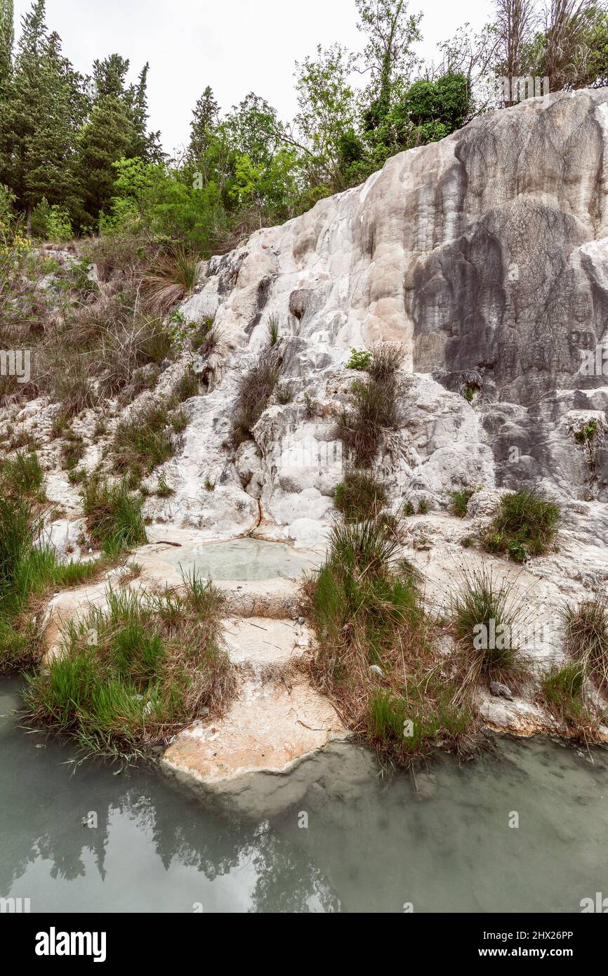 White intricate rocks with a coating of calcium carbonate in Tuscan ...
