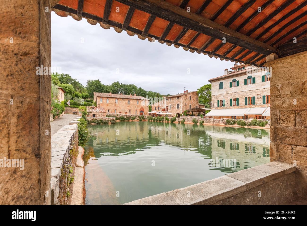 View from Loggiato di S.Caterina to the clean pool of hot mineral ...