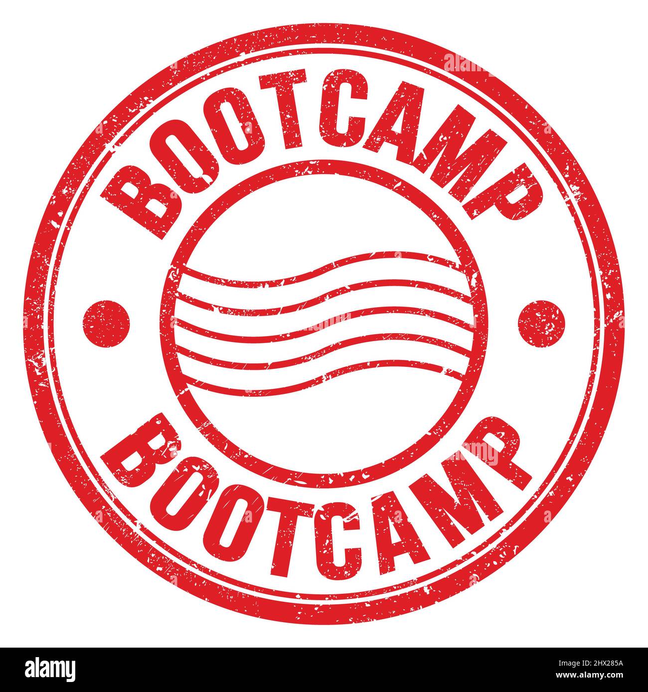 BOOTCAMP word written on red round postal stamp sign Stock Photo - Alamy