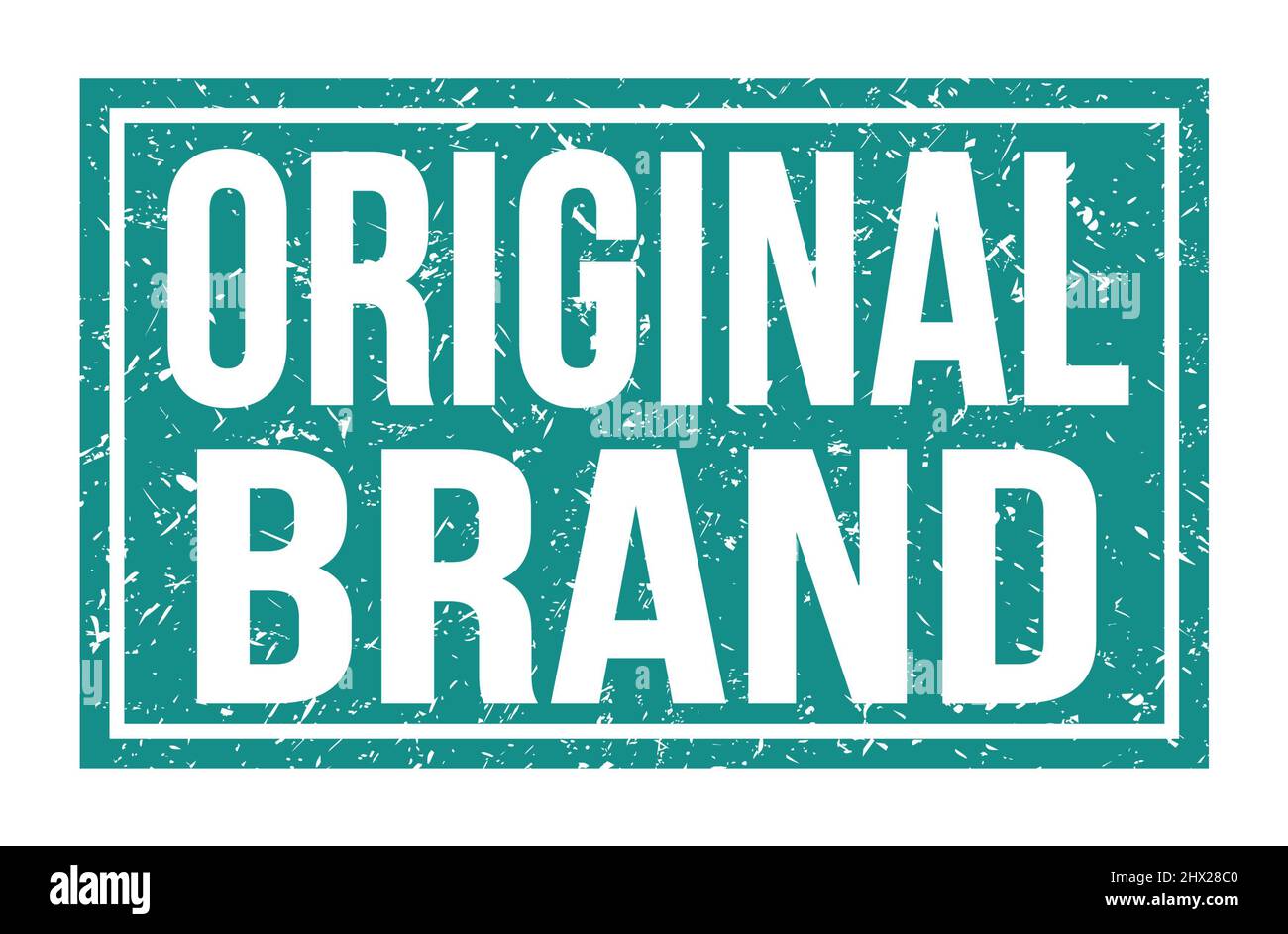 ORIGINAL BRAND, words written on blue rectangle stamp sign Stock Photo ...