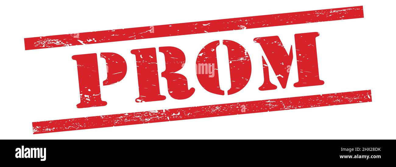 PROM text on red grungy vintage rubber stamp Stock Photo - Alamy