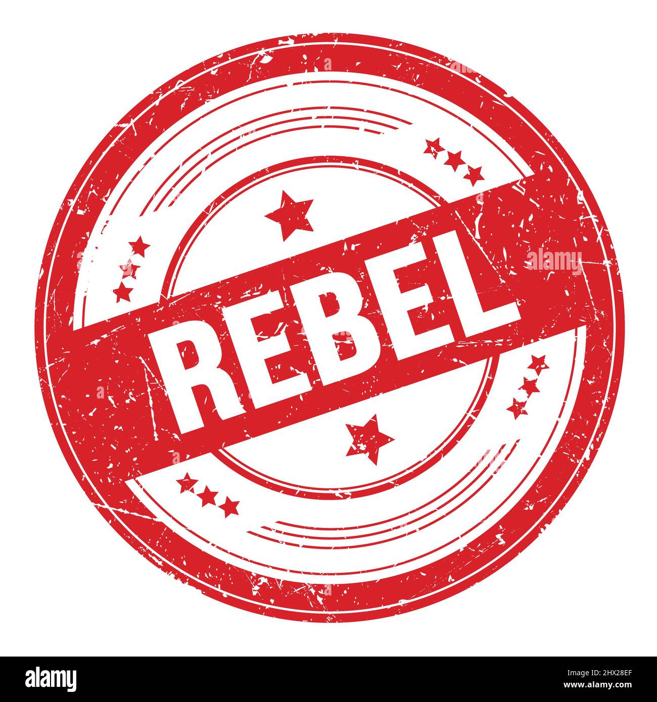 REBEL text on red round grungy texture stamp Stock Photo - Alamy