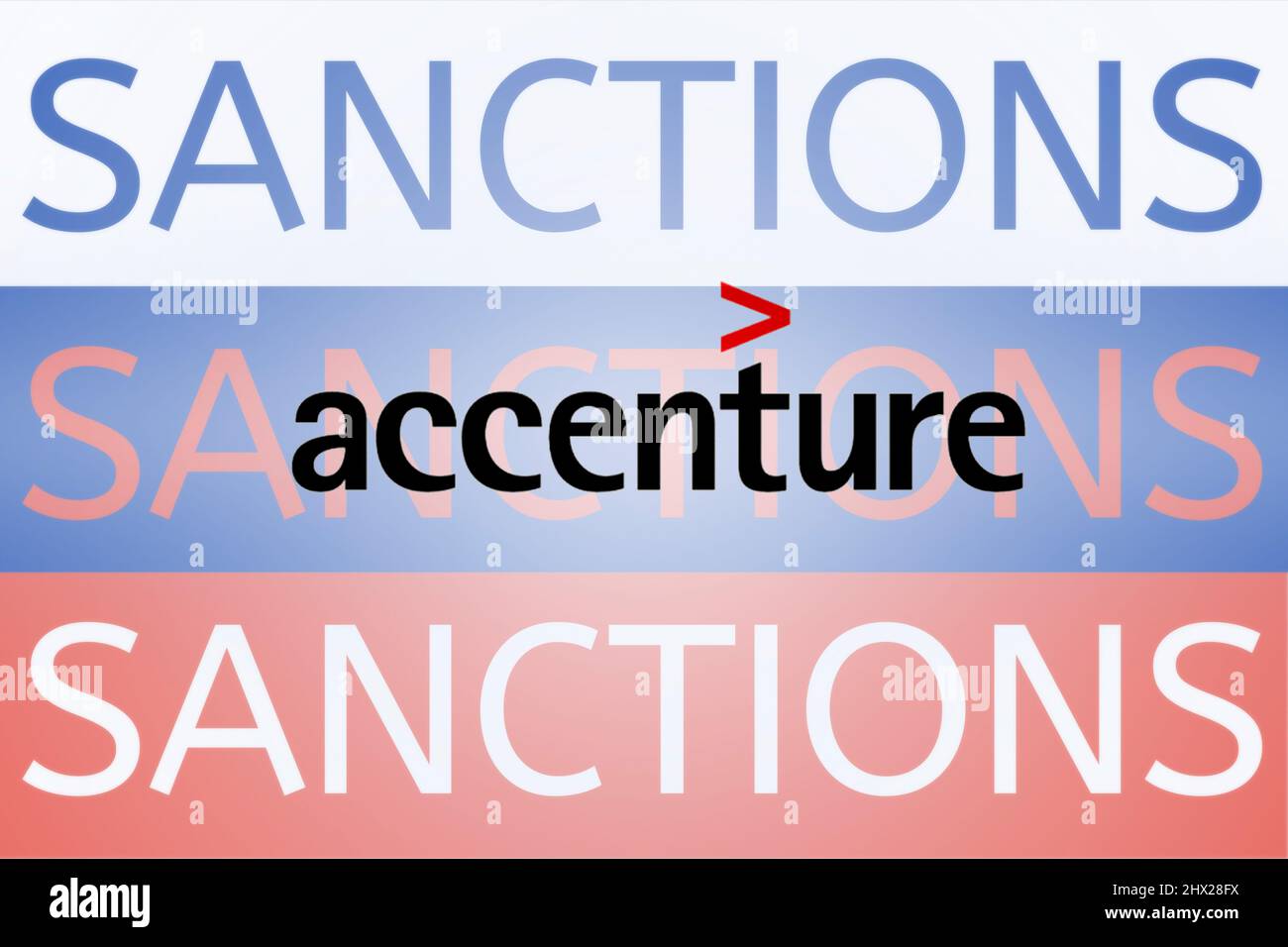 Accenture logo in front of the Russian flag. Sanctions against Russia ...