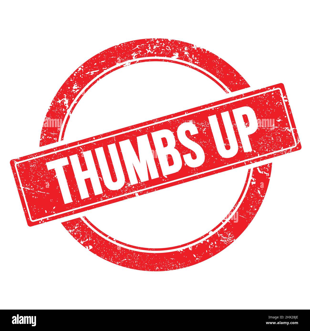 THUMBS UP text on red grungy round vintage stamp Stock Photo - Alamy