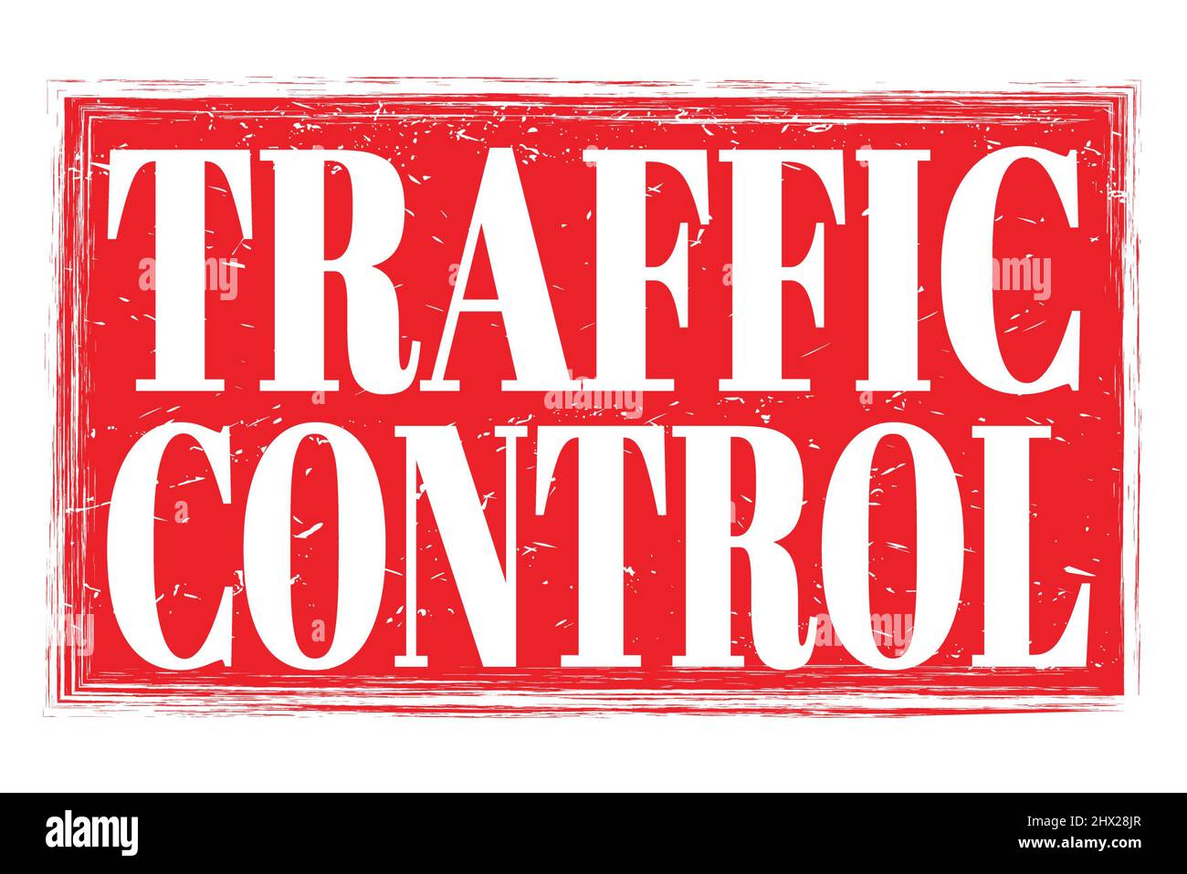 TRAFFIC CONTROL, words written on red grungy stamp sign Stock Photo - Alamy