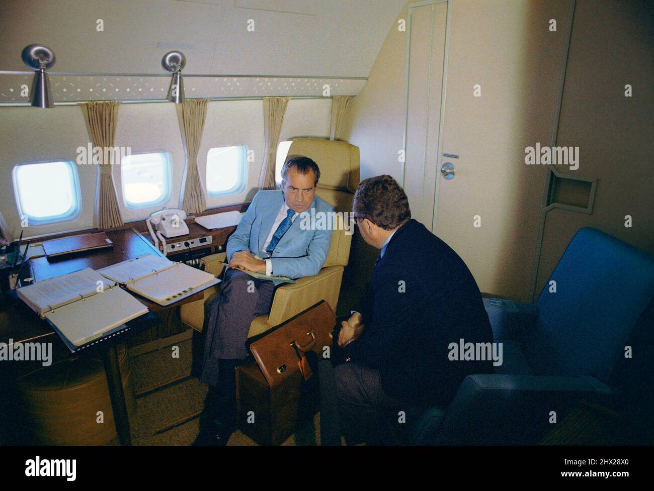 ONBOARD AIR FORCE ONE - 20 February 1972 - US President Richard Nixon ...