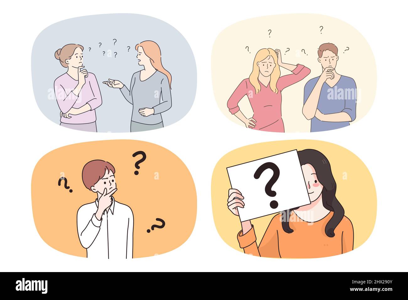 Collection Of Men And Women Brainstorm Think Solve Problem Or Dilemma