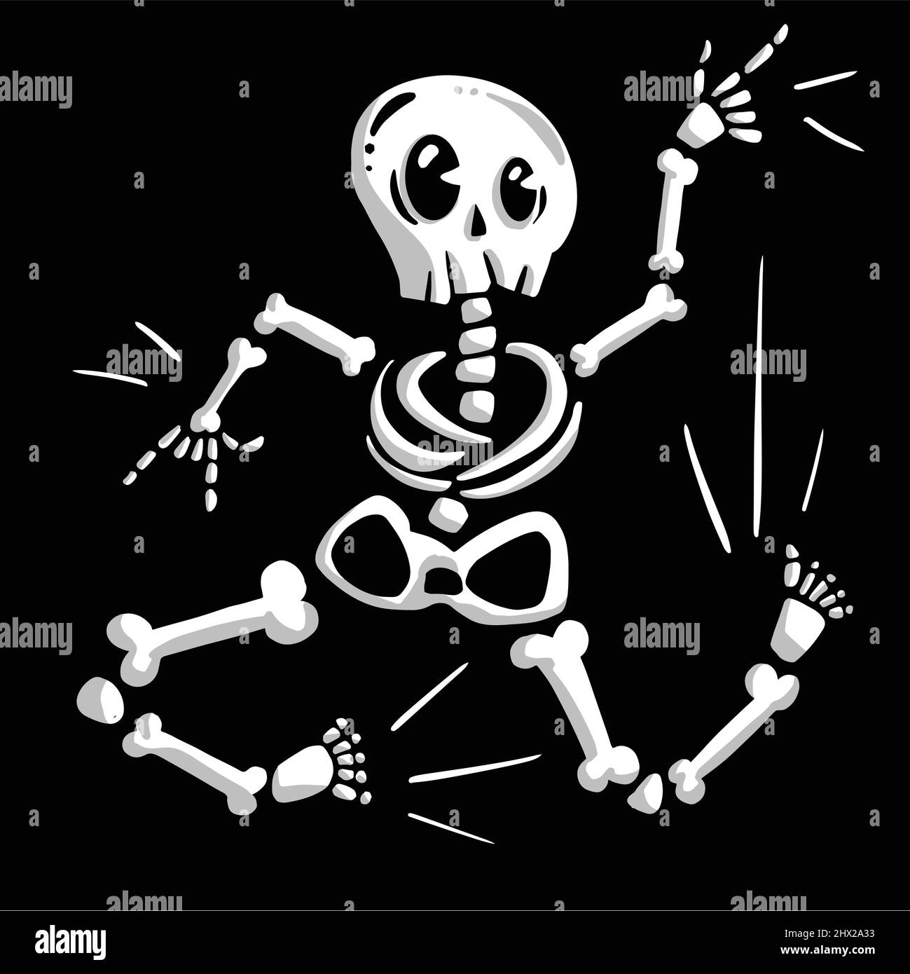 Cartoon Halloween Jumping Skeleton Illustration Stock Vector Image ...