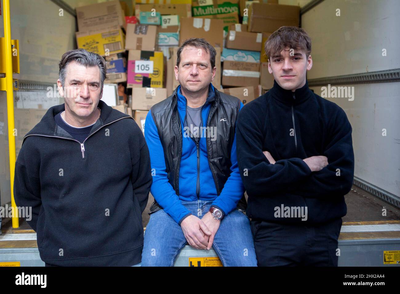 (left to right) Pub landlord David Lee, furniture designer David ...