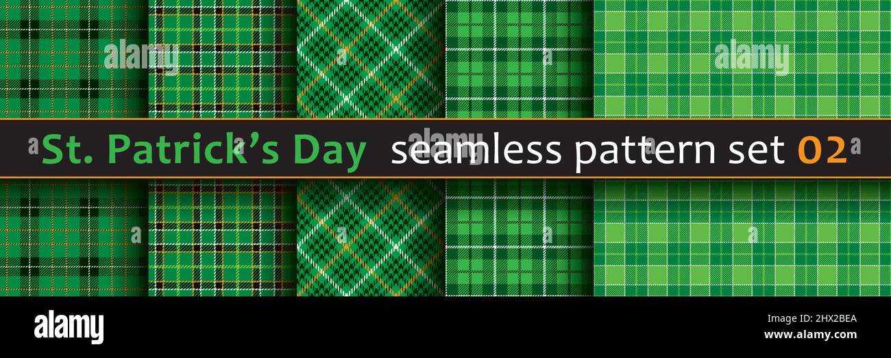 St. Patrick's Day seamless patterns set. Tileable vector backgrounds in ...