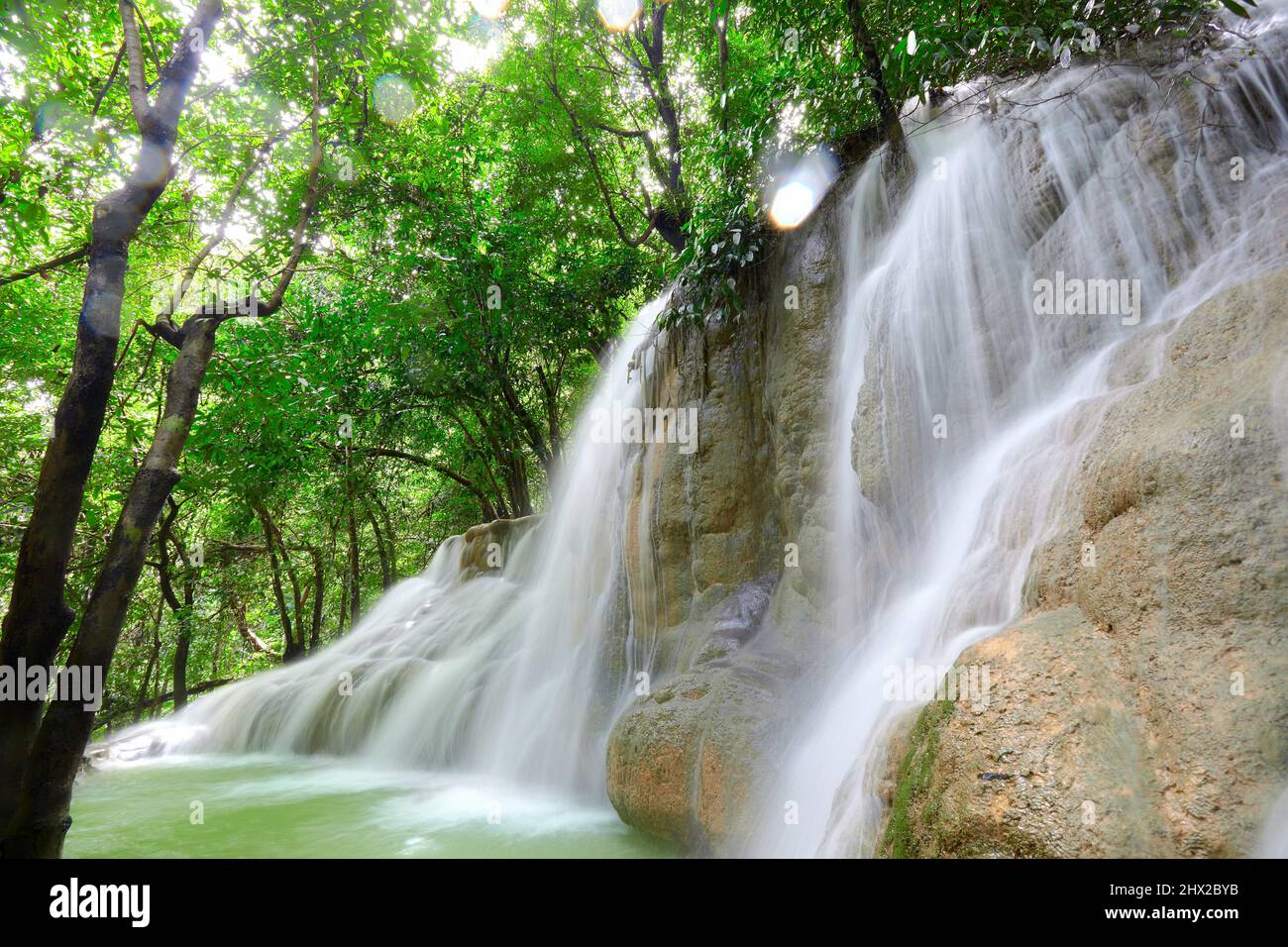 Beautiful waterfall in nature background hi-res stock photography and ...