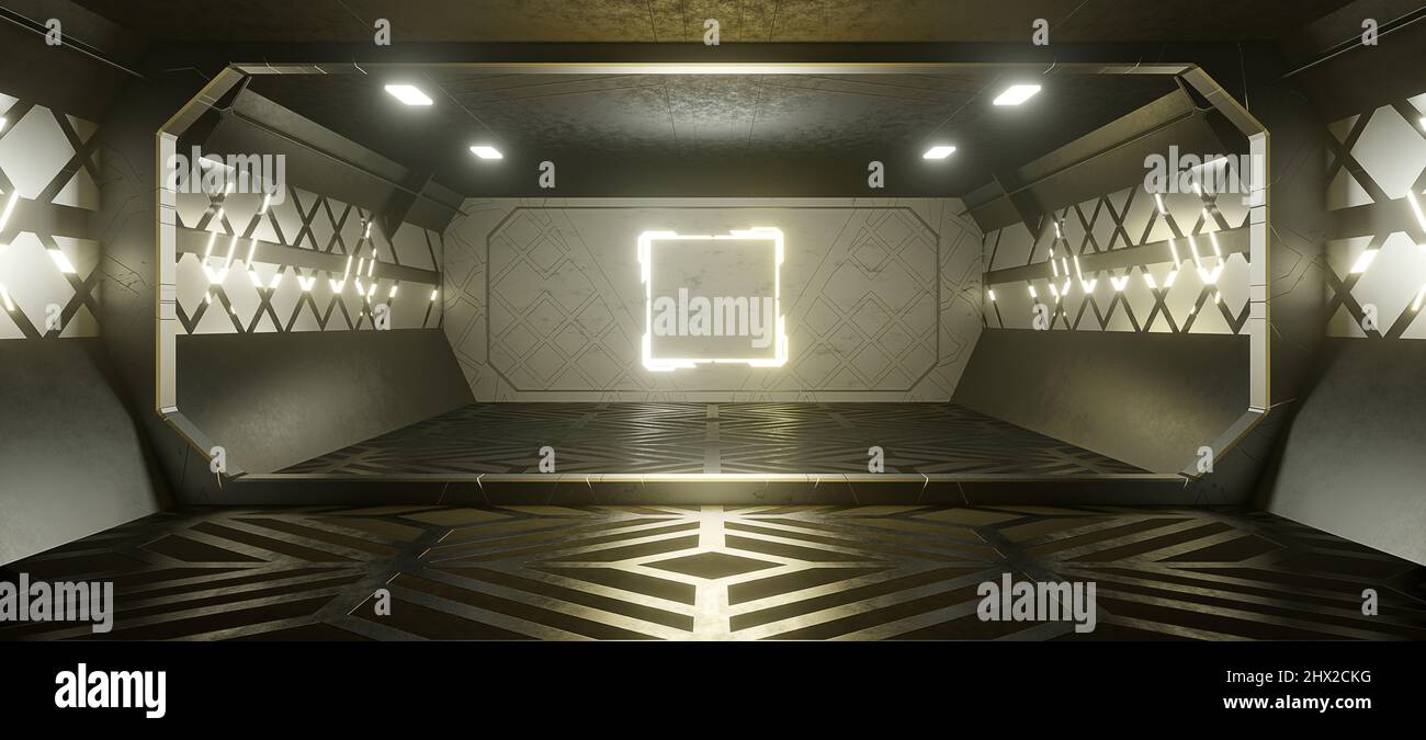 Glowing Cyber Alien Room Cyberpunk Effect Light Brown Colors Display ...