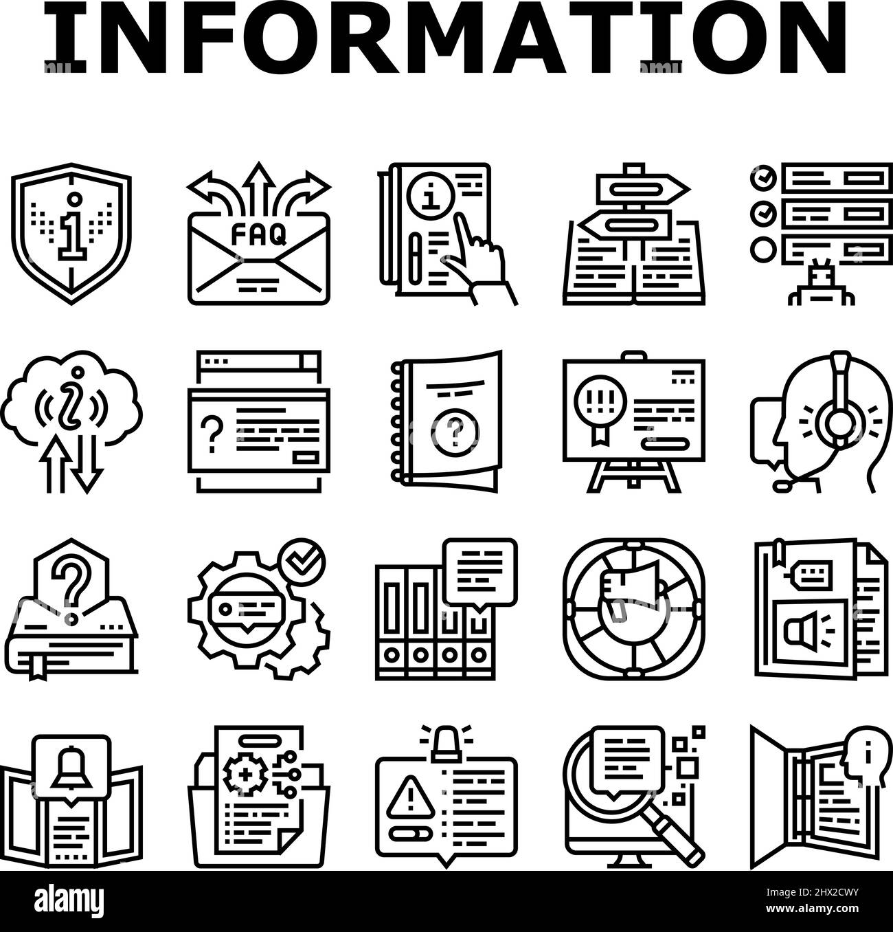Information And Client Supporting Icons Set Vector Stock Vector Image ...
