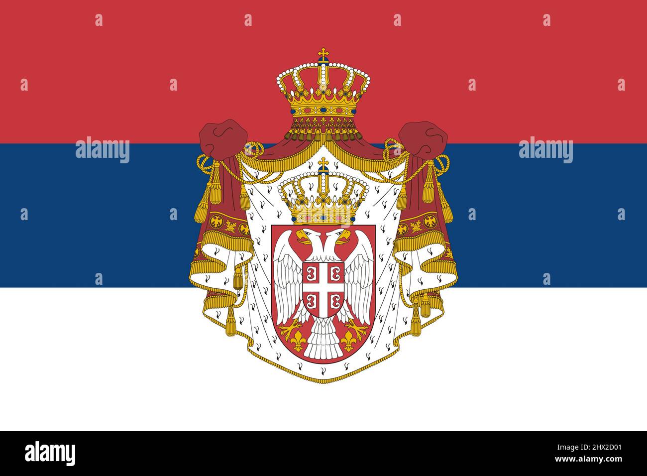 Serbian flag with coat of arms 3D illustration Stock Photo - Alamy