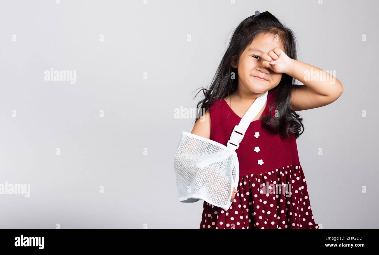 Arm broken. Little cute kid girl 3-4 years old hand bone broken from ...