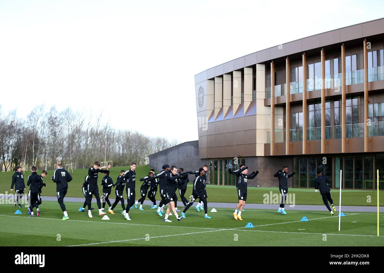 Leicester City players during a training session at the LCFC Training ...