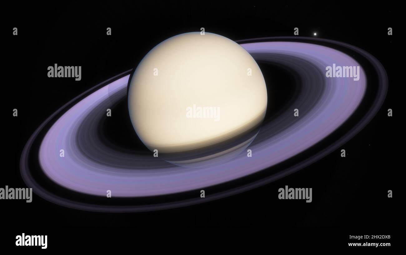 Fantastic planet, Saturn rings. Gas giant planet with an asteroid ring ...