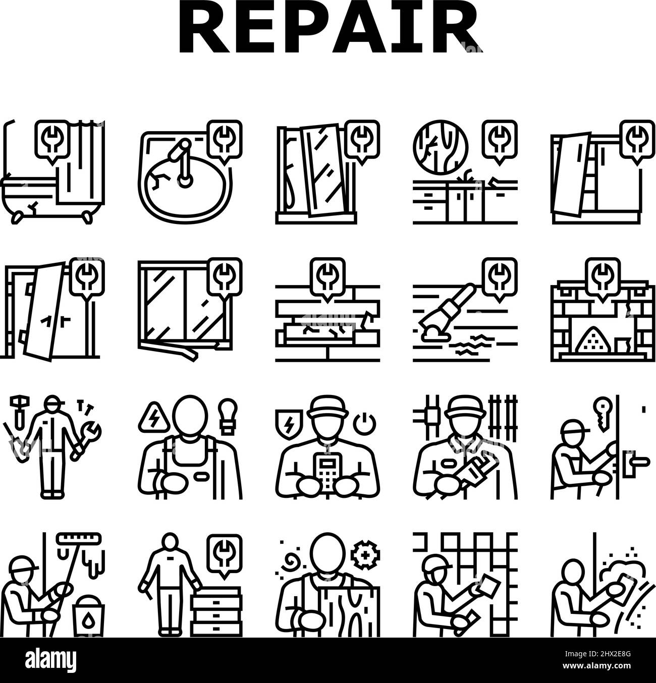 Repair Furniture And Building Icons Set Vector Stock Vector Image & Art ...