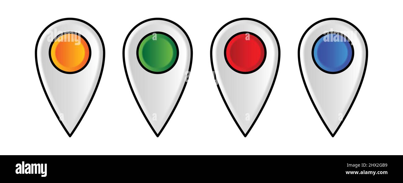 3d ludo coins or 3d location icon set isolated on white background ...