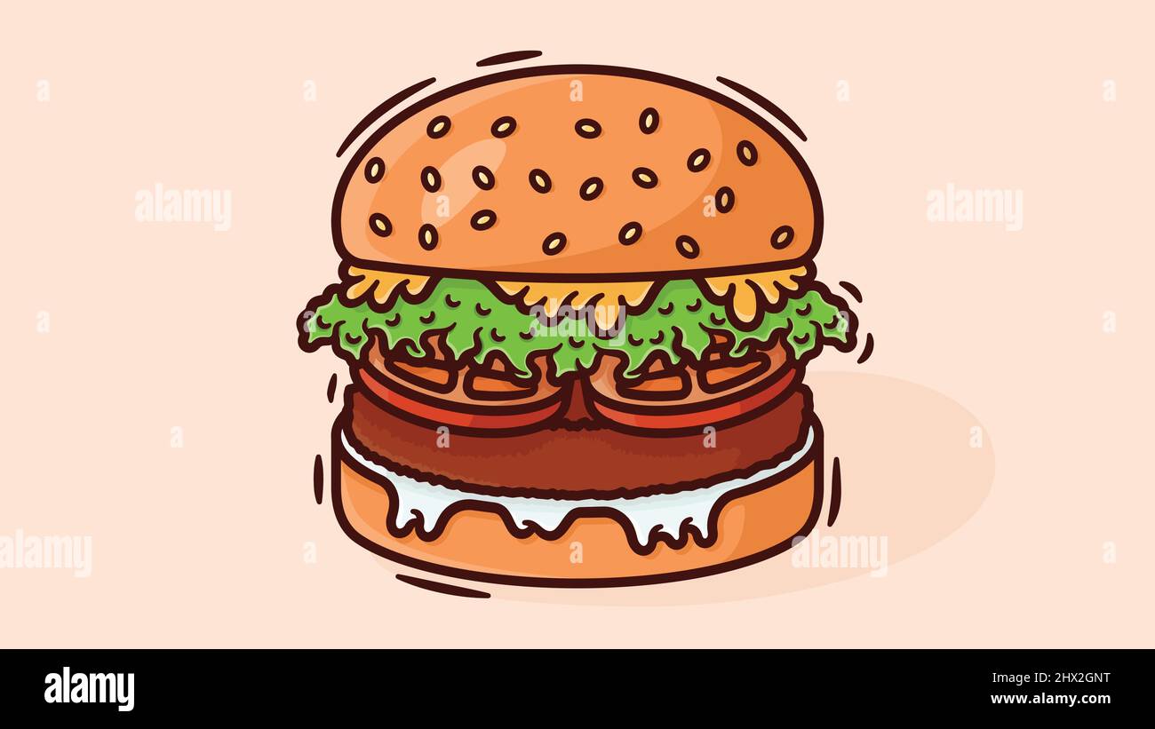 Burger isolated on light pink background vector image Stock Vector ...