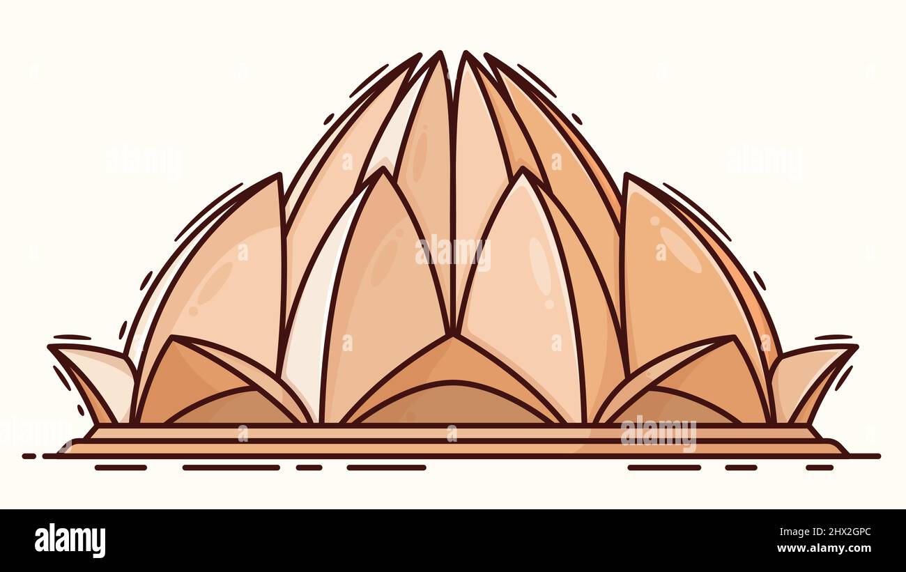 Lotus temple of india isolated on white background vector image Stock ...
