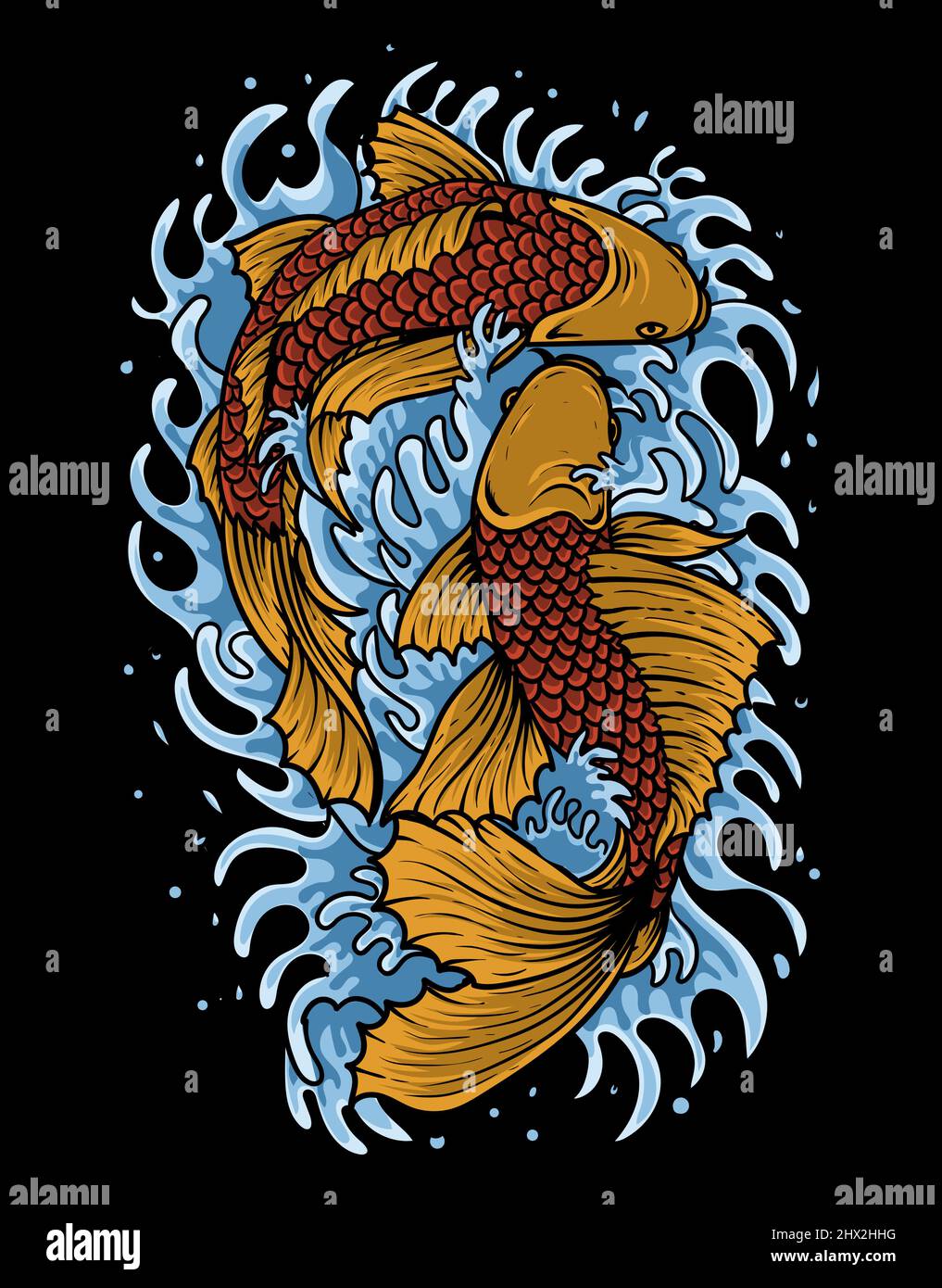 illustration two koi fish japanese style Stock Vector Image & Art - Alamy