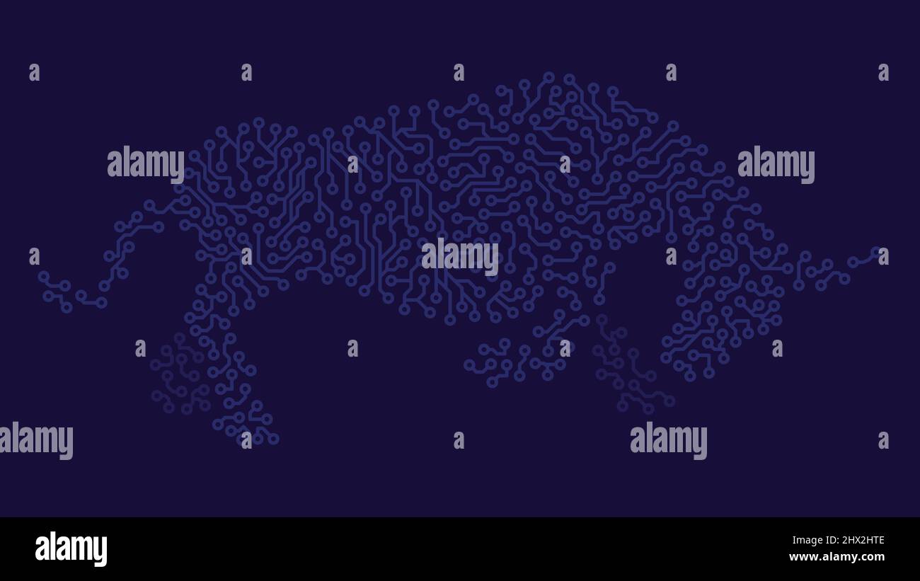 Artificial intelligence bull isolated on dark blue background vector ...