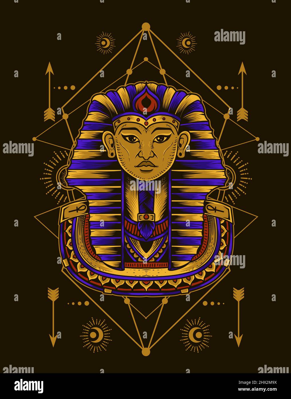 illustration egypt king with sacred geometry Stock Vector Image & Art ...