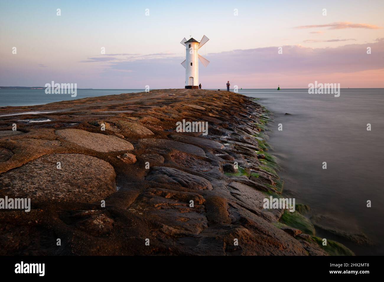 Lighthouse windmill Stawa Mlyny, Swinoujscie, Baltic Sea - Poland Stock ...