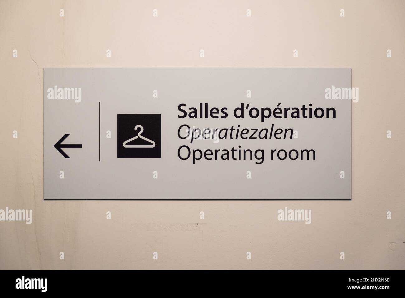 Trilingual sign written in english hi-res stock photography and images ...