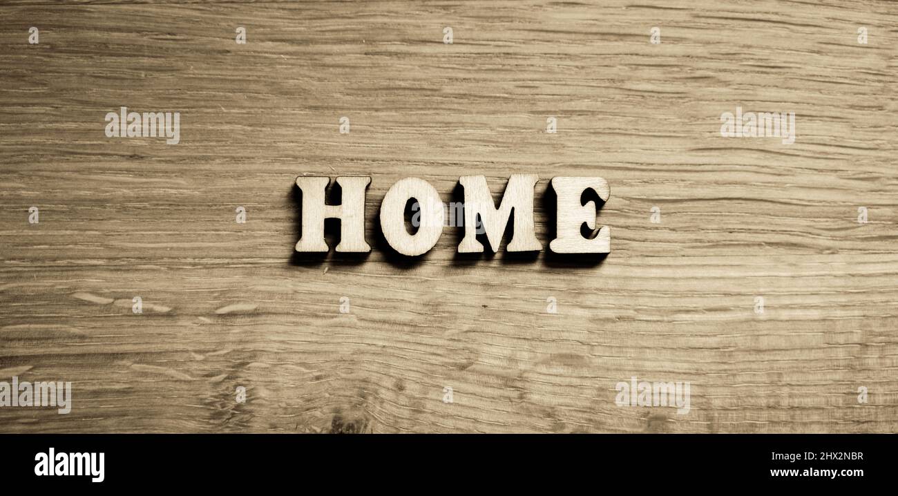 Home - word of 3D wooden letters Stock Photo - Alamy