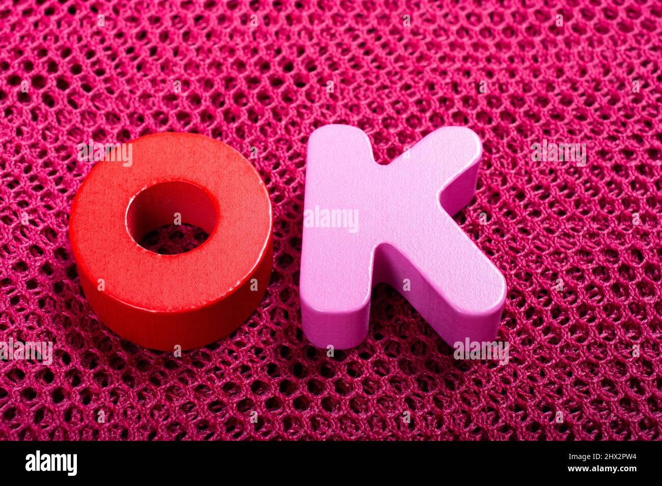the word OK written with colorful letter blocks Stock Photo - Alamy