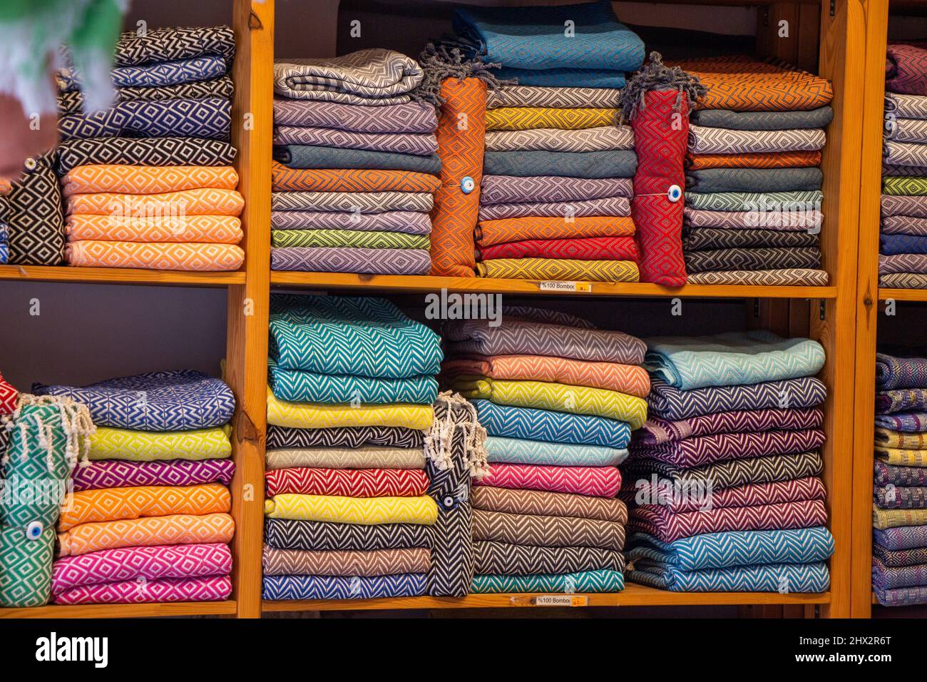 Examples of colorful fabric of various color and type Stock Photo - Alamy