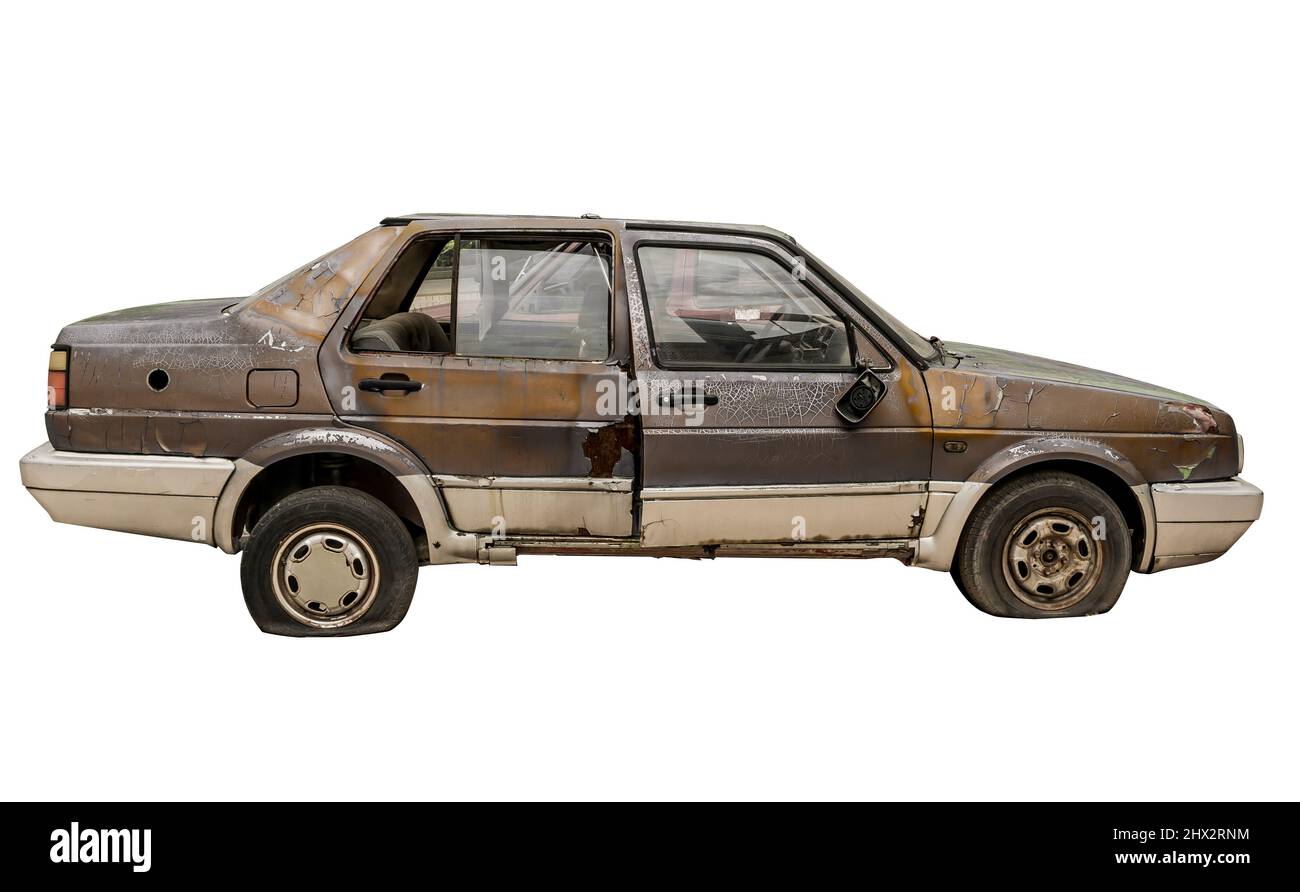 abandoned rusty car isolated Stock Photo - Alamy