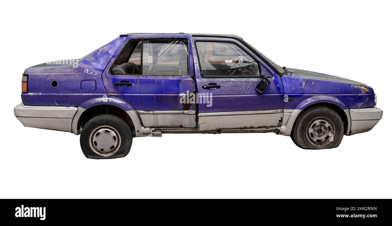 abandoned rusty car isolated Stock Photo - Alamy