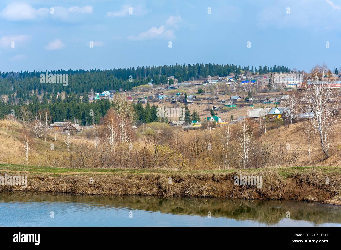 The village of Baranovka on the border of forest-steppe and Siberian ...