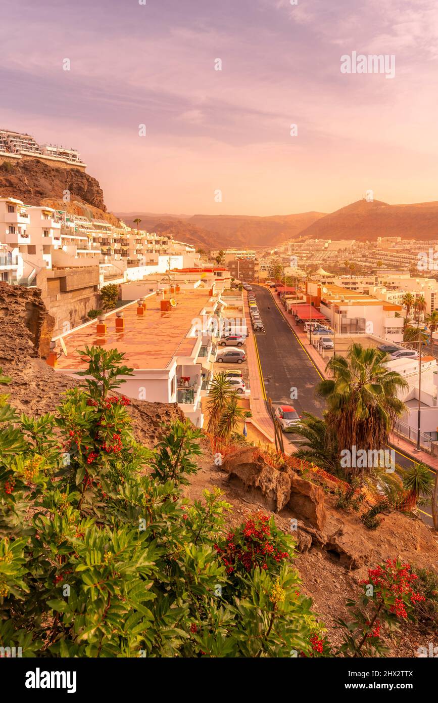 View of Puerto Rico from elevated position above the town, Playa de ...
