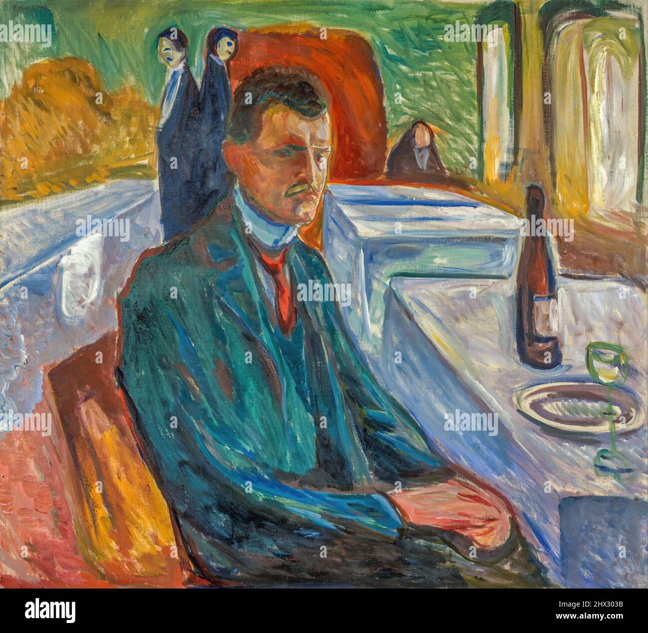 Self portrait with a bottle of wine hi-res stock photography and images ...