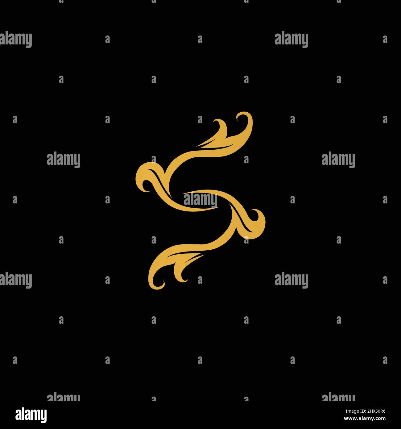 The initials of the letter S are luxurious and elegant gold Stock ...
