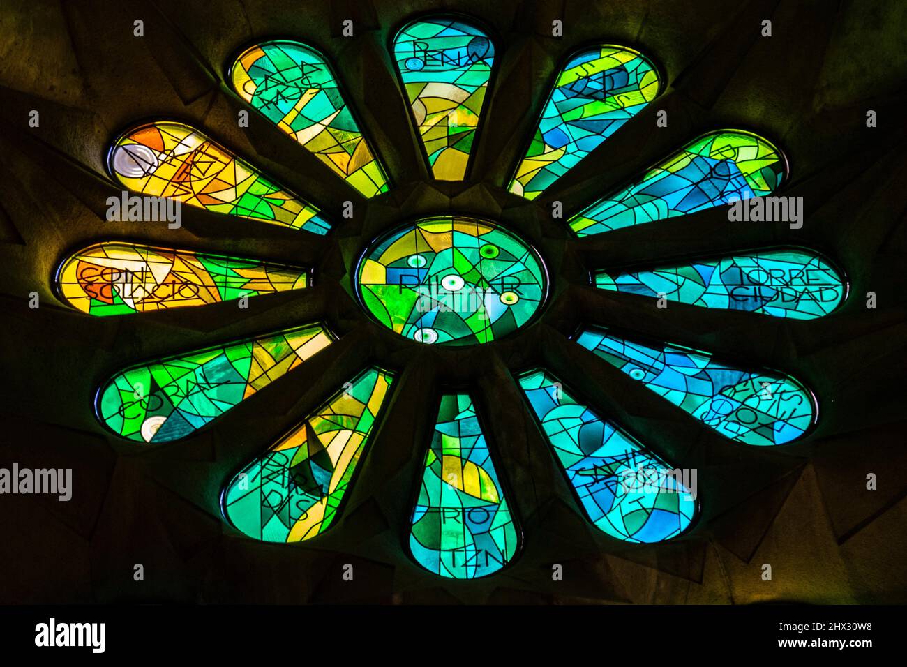 The famous stained-glass windows inside the Sagrada Familia by Antoni ...