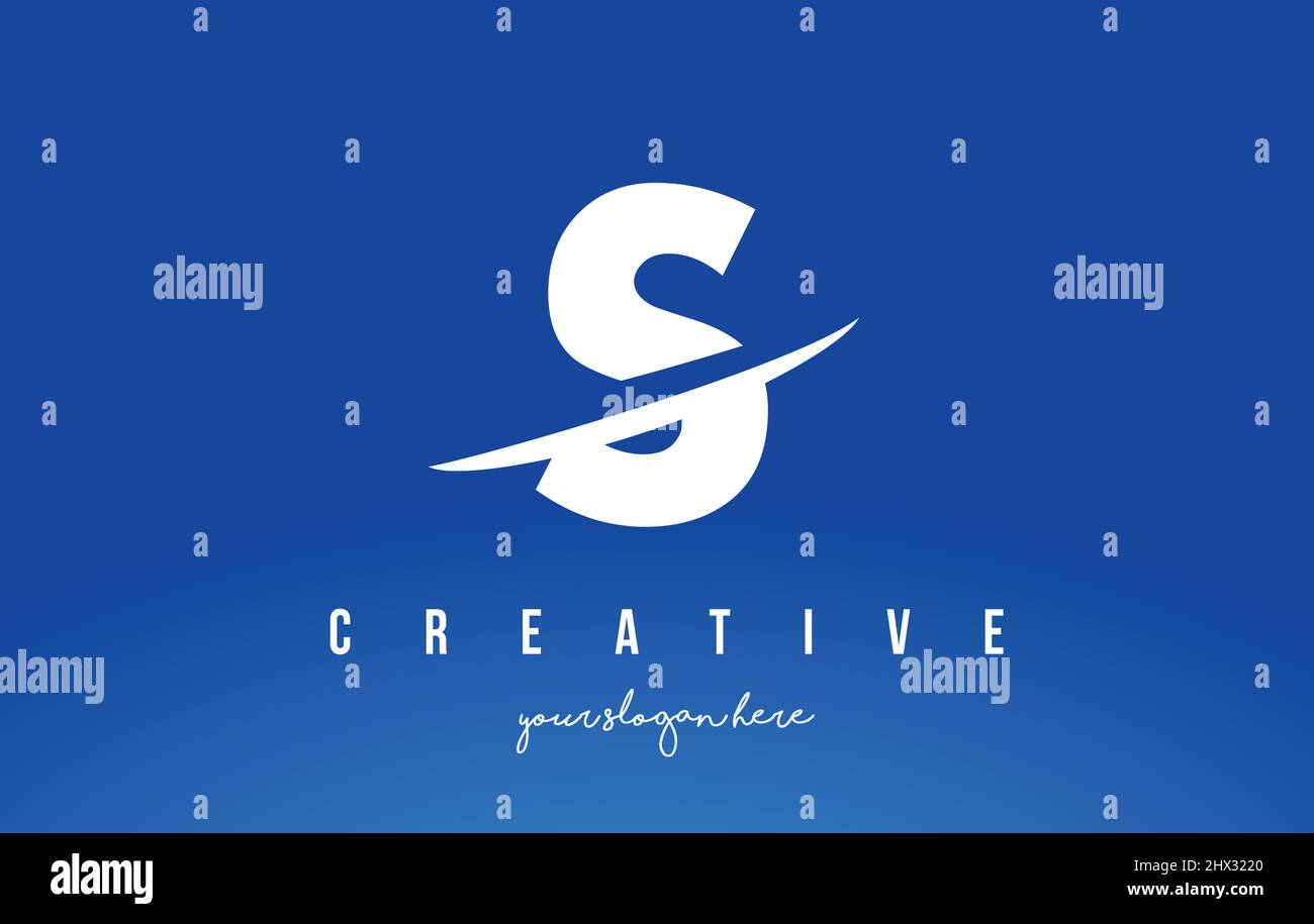 S Letter Modern Logo Design with Swoosh Cutting the Middle Letters and ...