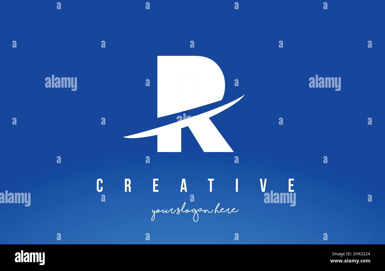 R Letter Modern Logo Design with Swoosh Cutting the Middle Letters and ...