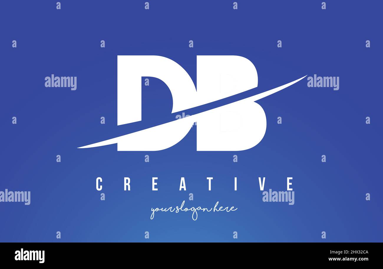 DB D B Letter Modern Logo Design with Swoosh Cutting the Middle White ...