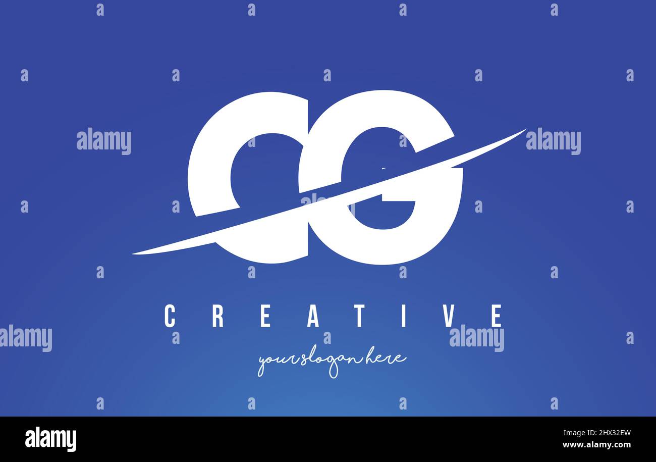 CG C G Letter Modern Logo Design with Swoosh Cutting the Middle White ...