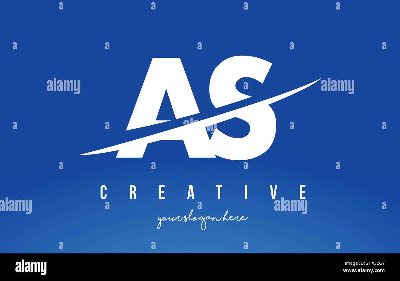 AS A S Letter Modern Logo Design with Swoosh Cutting the Middle White ...