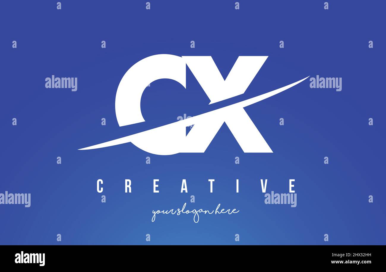 CX C X Letter Modern Logo Design with Swoosh Cutting the Middle White ...