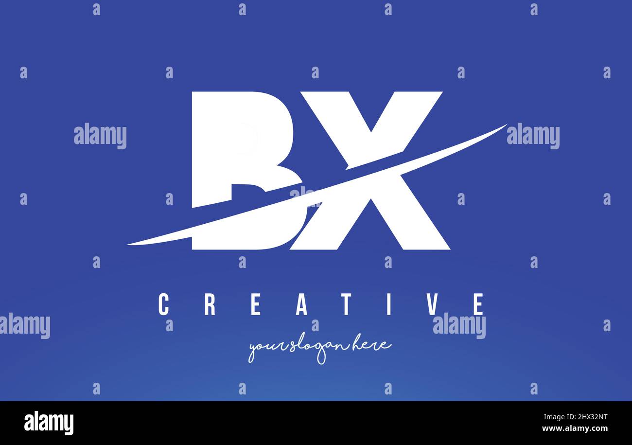 BX B X Letter Modern Logo Design with Swoosh Cutting the Middle White ...